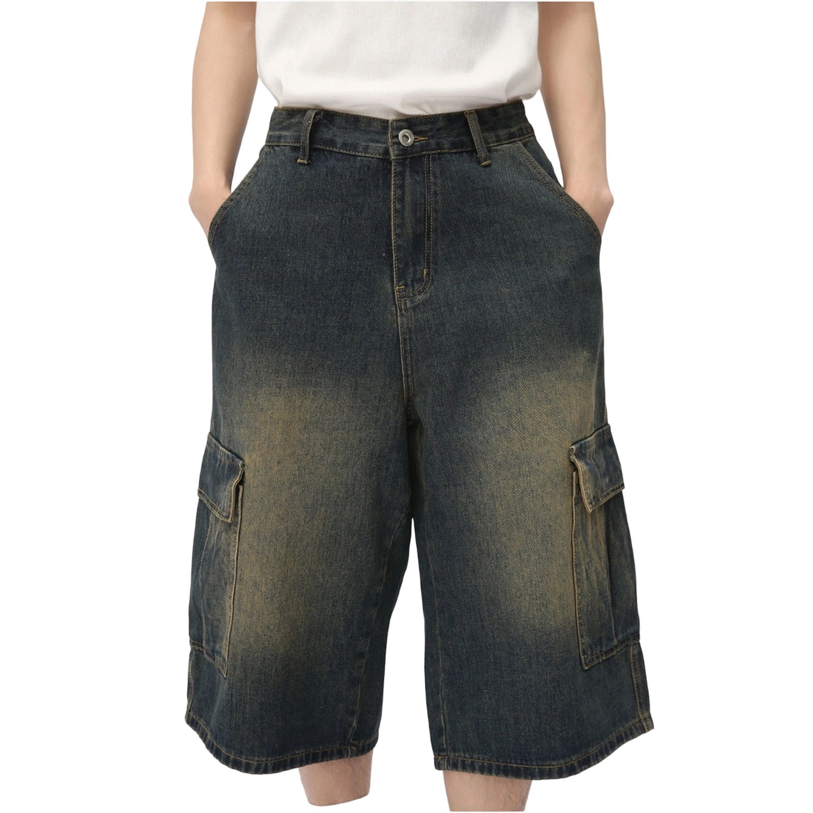 Cargo Jogger Jeans With Multiple Pockets Casual Streetwear Denim Pants ...