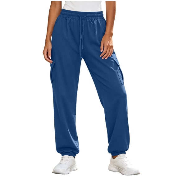 Cargo Jogger Pants for Women Elastic Waist Drawstring Trousers Quick ...