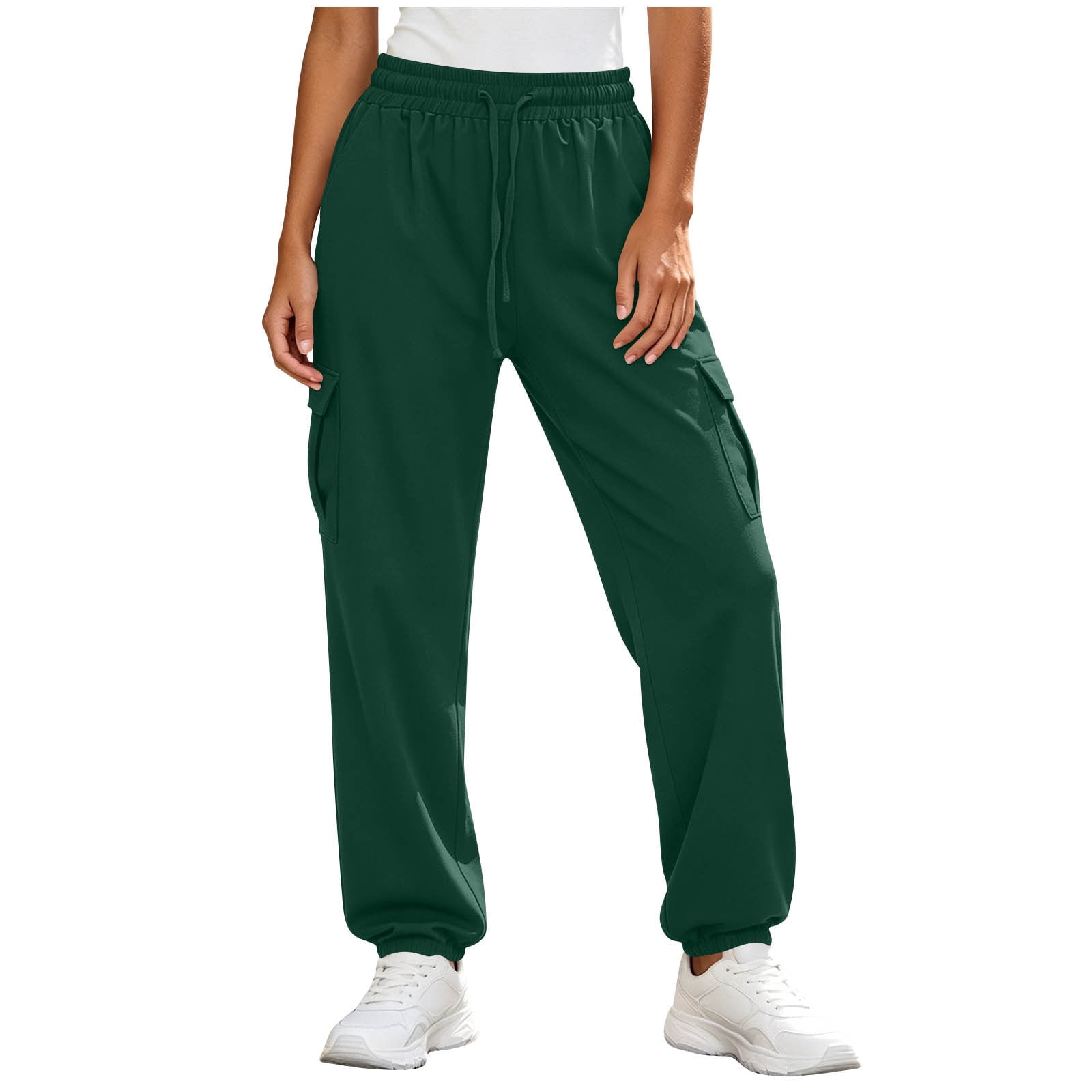 Cargo Jogger Pants for Women Elastic Waist Drawstring Trousers Quick ...