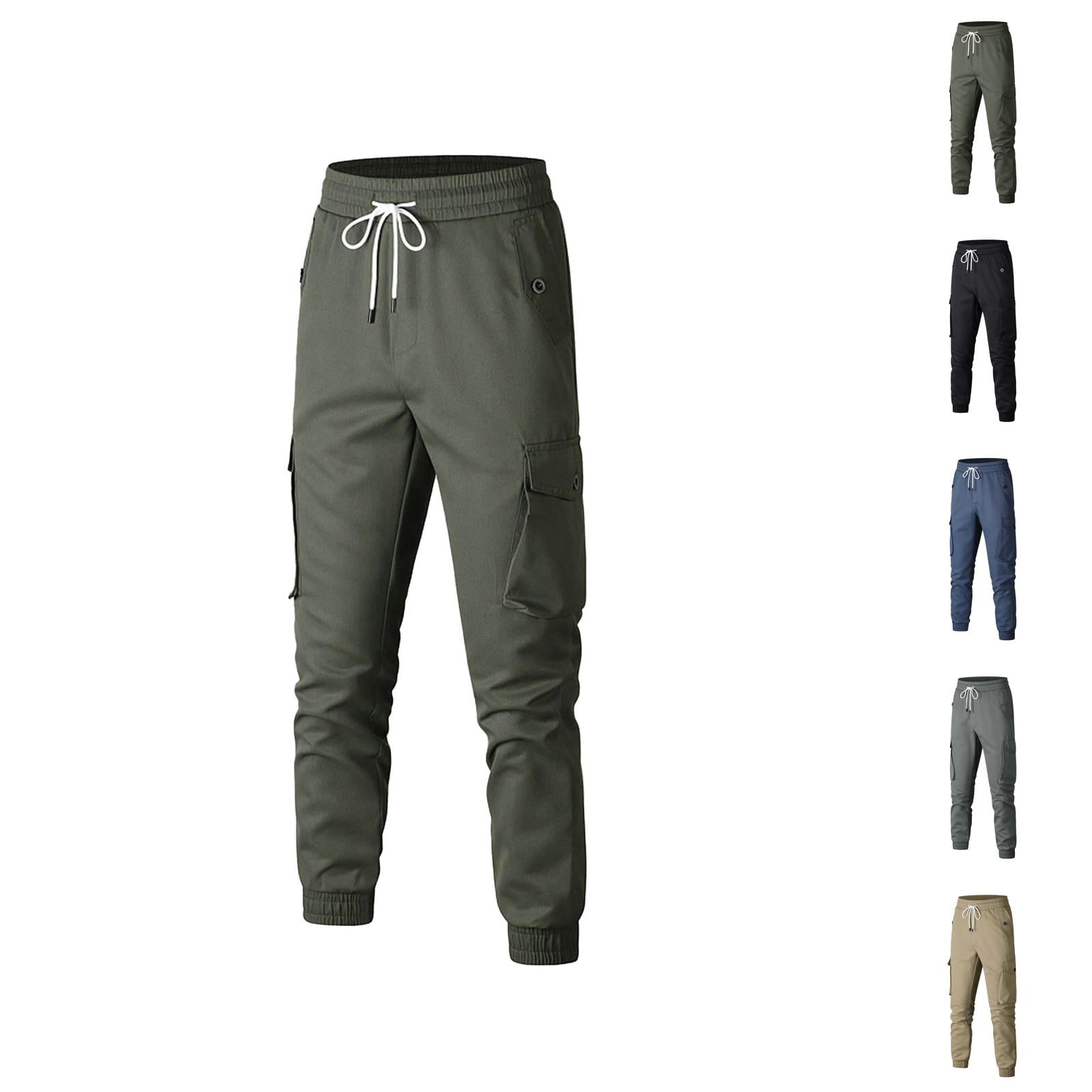 Cargo Joggers for Men 2025 Elastic Waist Drawstring Casual Cargo ...