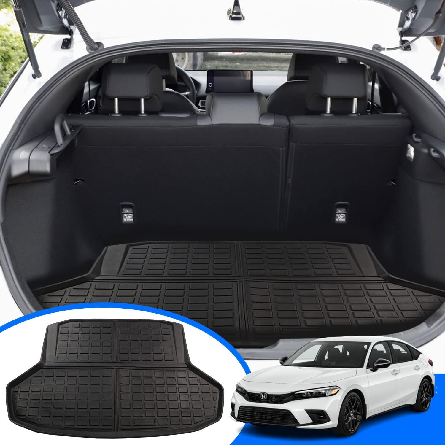 Marretoo Cargo Tray Floor Mat fit Honda Civic 2022 2023 2024 black