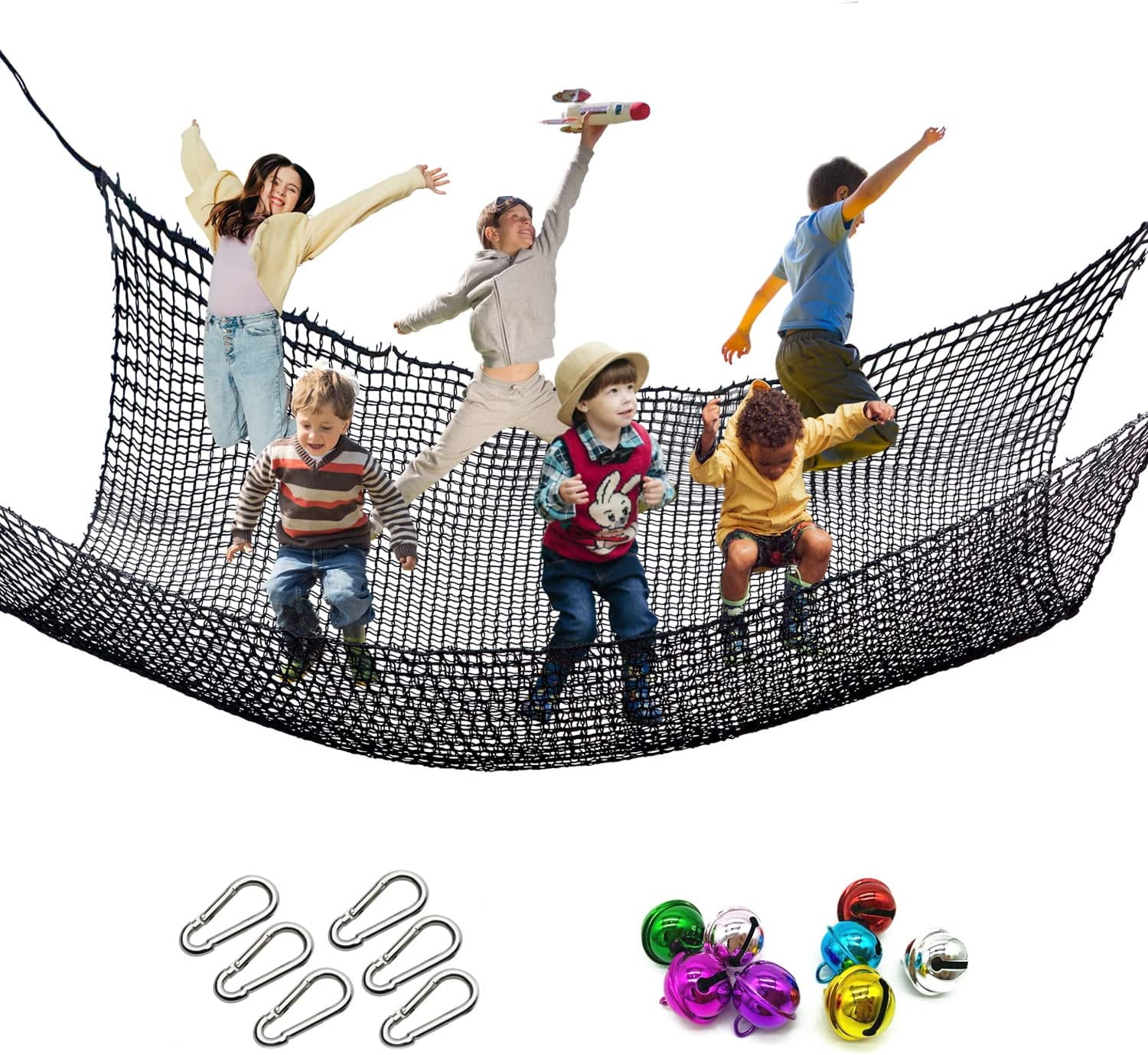 Cargo Net, 6.5' X 9.8' Double Layers Playground Safety Net, Kids ...
