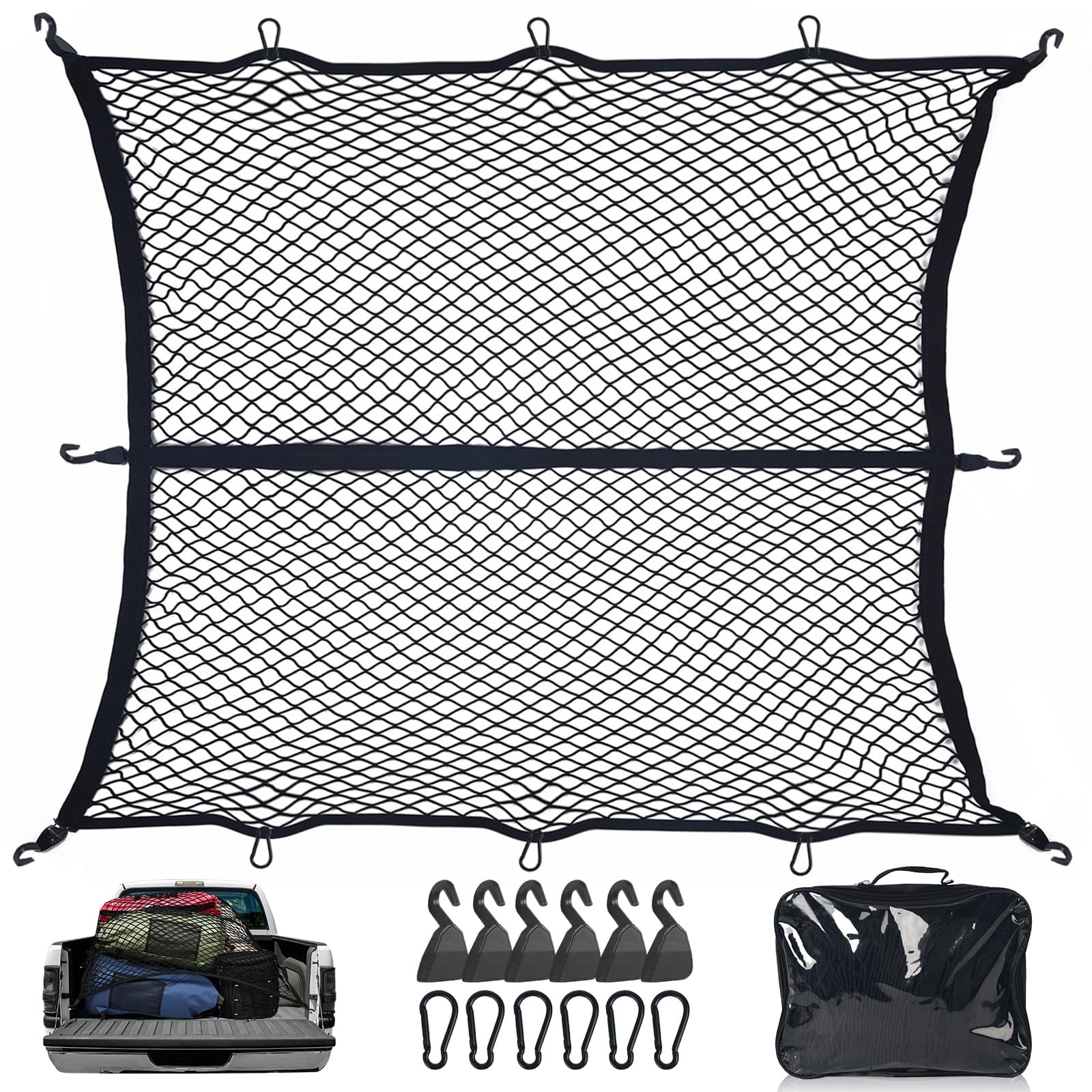 Cargo Net for Pickup SSF20 Truck Bed,Truck Bed 4' Stretches to 8'x8 ...