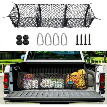 Large SUV Truck Bed Cargo Net, 43.3" x 11.8" with 3 Pockets, Detachable ...