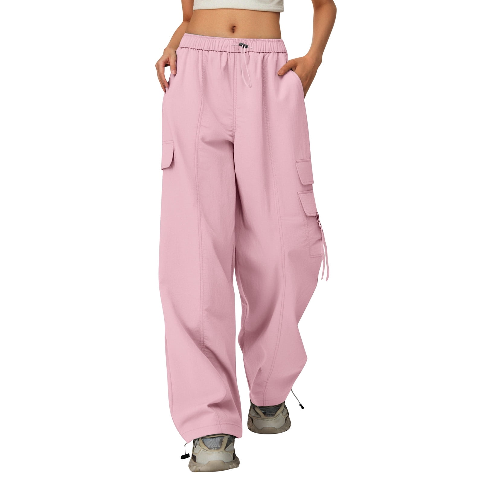 Cargo Pants For Girls Casual High Waisted Drawstring Loose Fit Pants ...