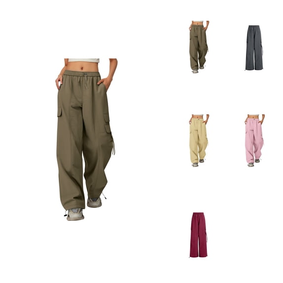 Cargo Pants For Girls Casual High Waisted Drawstring Loose Fit Pants ...
