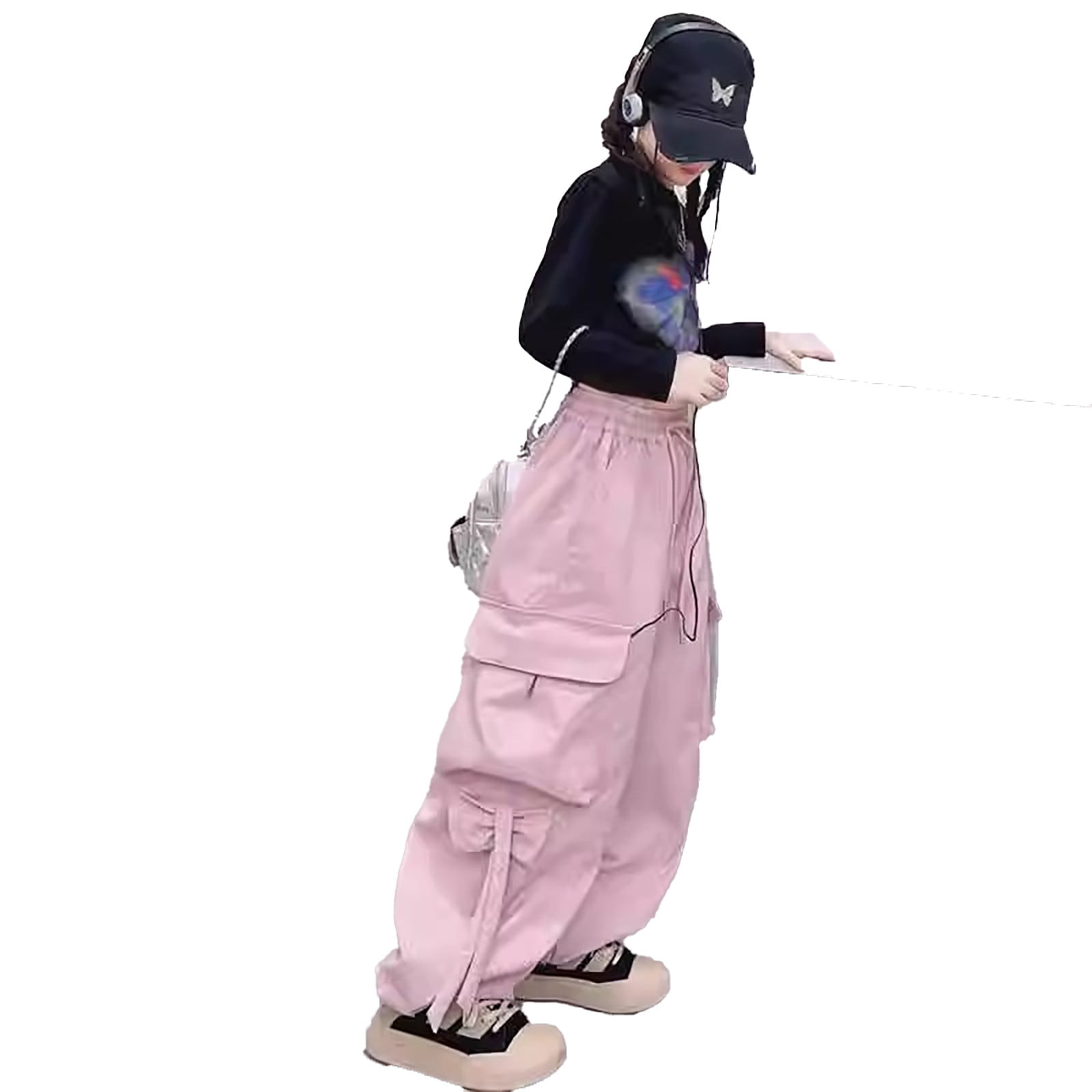 Cargo Pants Girls Girls Cargo Pants Casual Wide Leg Jumpsuit Street Dance Pants Sweatpants Girls ...