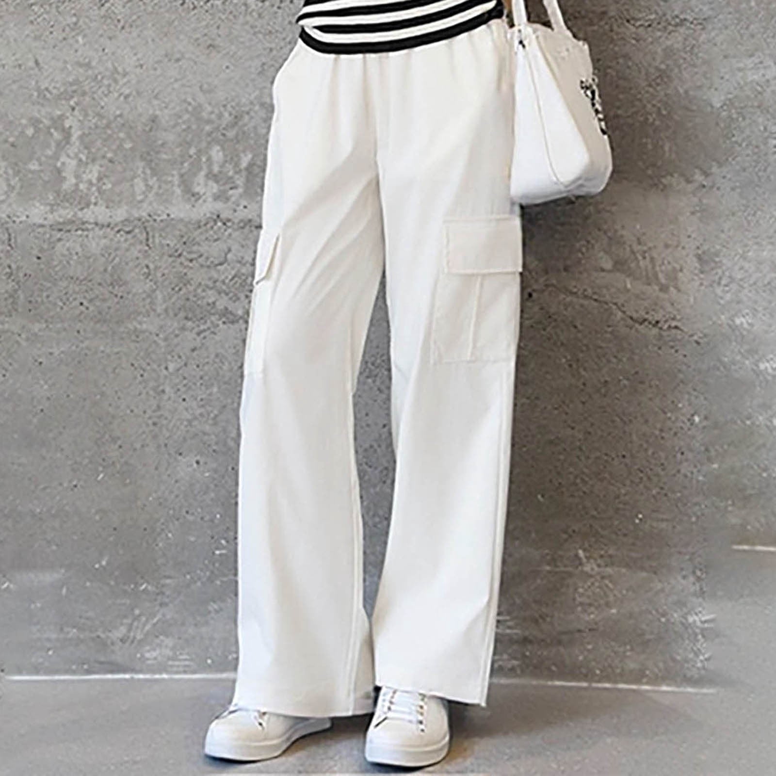 Cargo Pants for Girls Kids Wide Leg Elastic Waisted Straight Casual ...