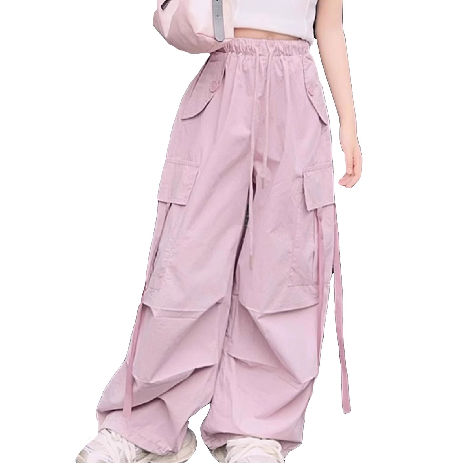Cargo Pants Girls Stretch Elastic Waist Cargo Jogger Pants with Pocket ...