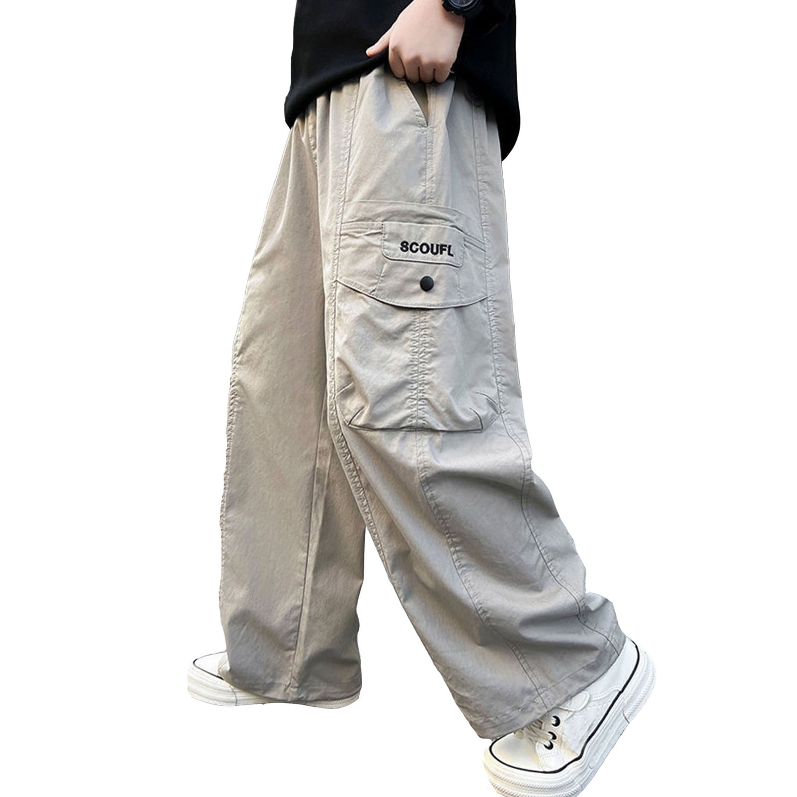 Cargo Pants Kids Classic Fit Jogger Pants for Girls Wide Leg Grey Cargo ...