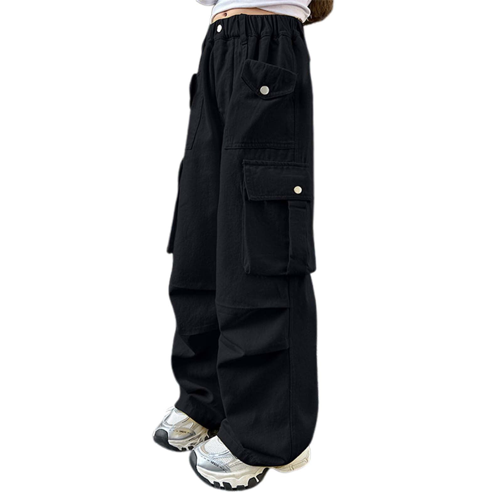 Cargo Pants Kids Fashion Baggy Cargo Pants Stretch Elastic Waist Black ...