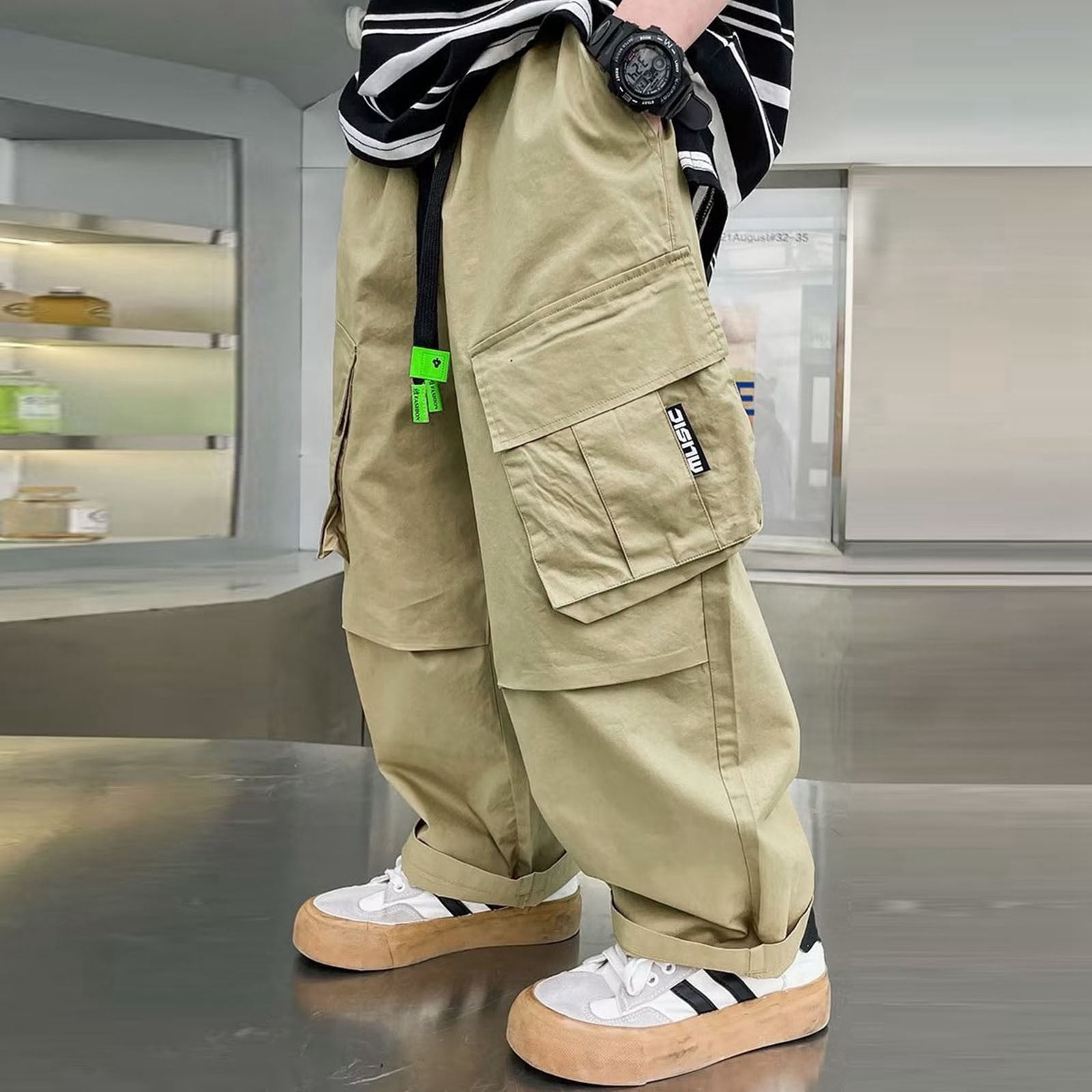 Cargo Pants Kids Fashion Baggy Pants Kids Straight Leg Khaki Cargo with ...