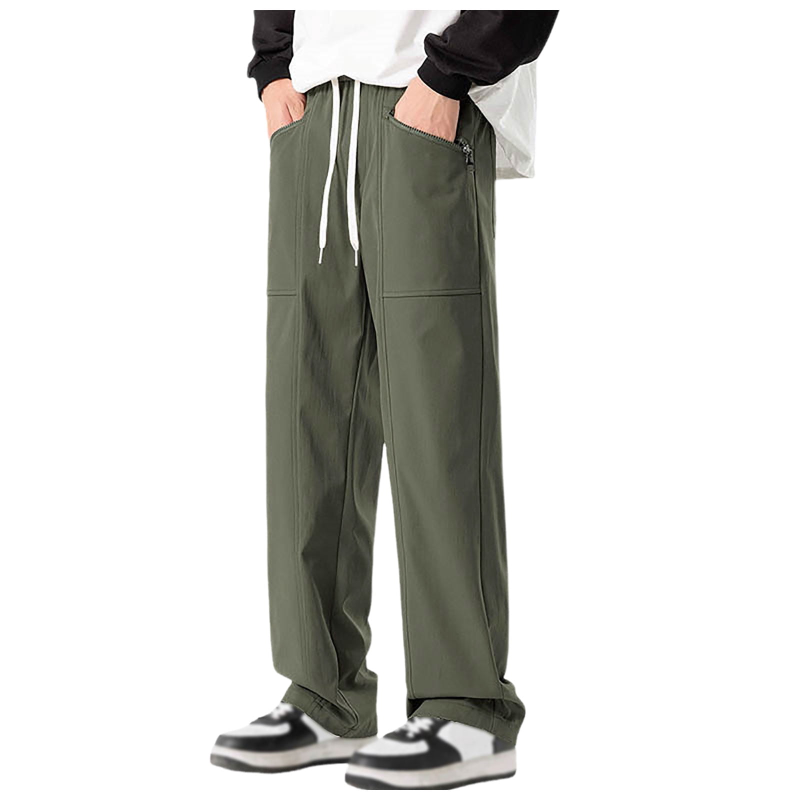 Cargo Pants for Men Men's Solid Color Loose Straight Leg Pants Sports ...
