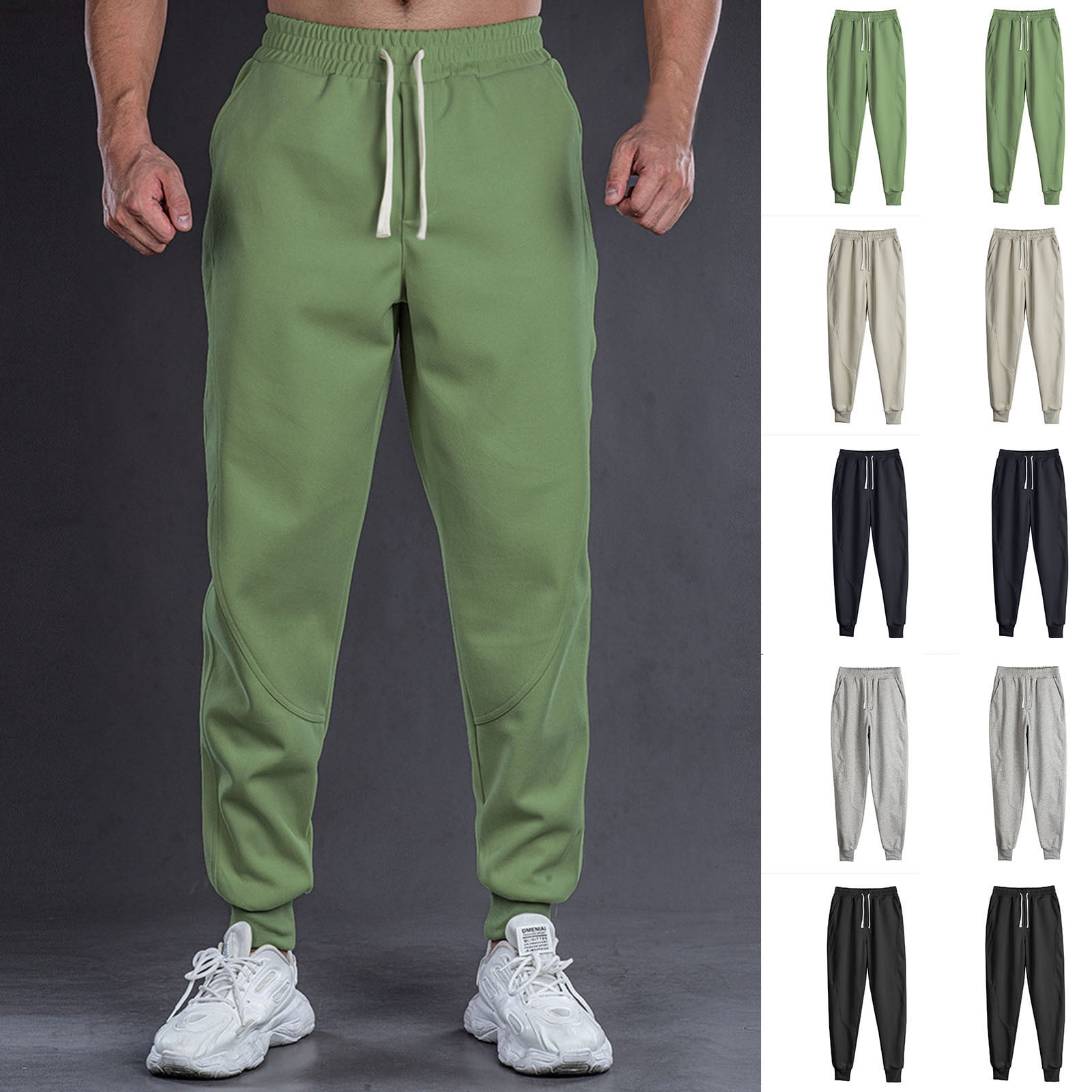 Cargo Pants for Men Slim Joggers Drawstring Waist Cuffed Ankle Pants ...