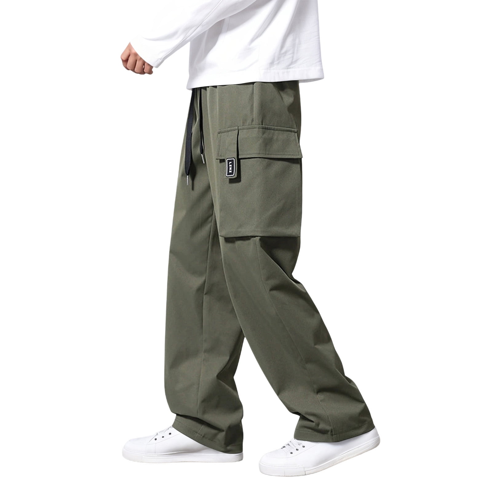 Cargo Pants Men Work Casual Work Pants Droopy Fit Loose Outdoor ...