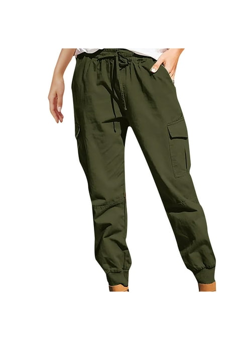 Ausyst Cargo Pants Women Fashion Plus Size Drawstring Casual Solid ...