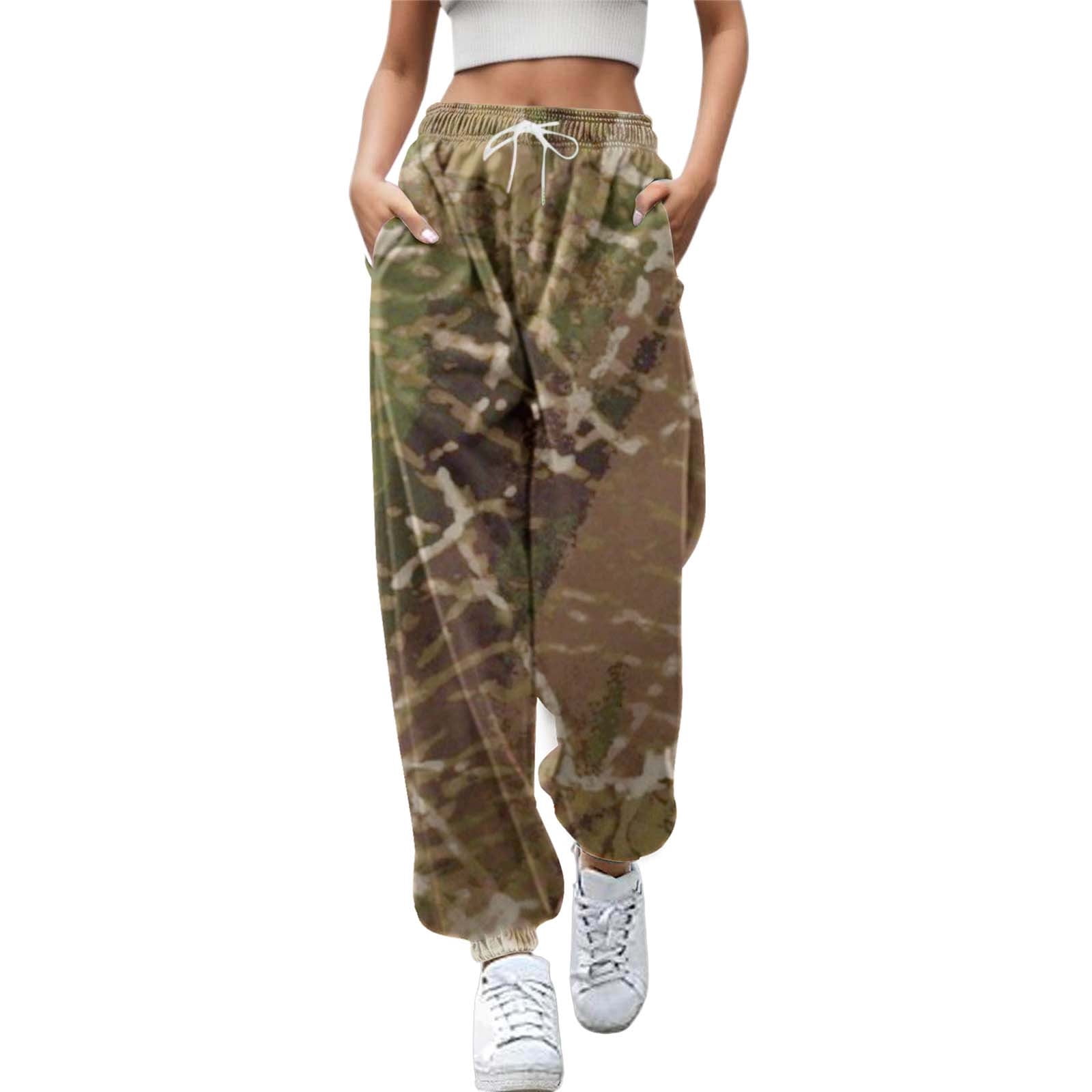 Cargo Pants Women Camouflage Print High Waisted Stretch Elastic ...