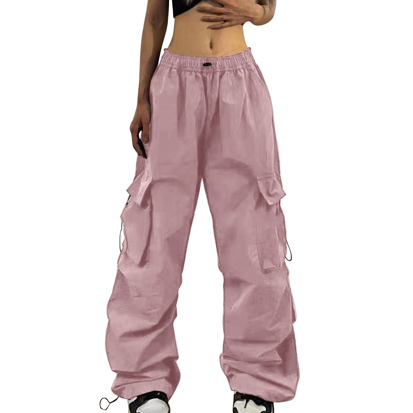 Cargo Pants Women Elastic High Waist Multiple Pockets Jogger Pant Pants ...