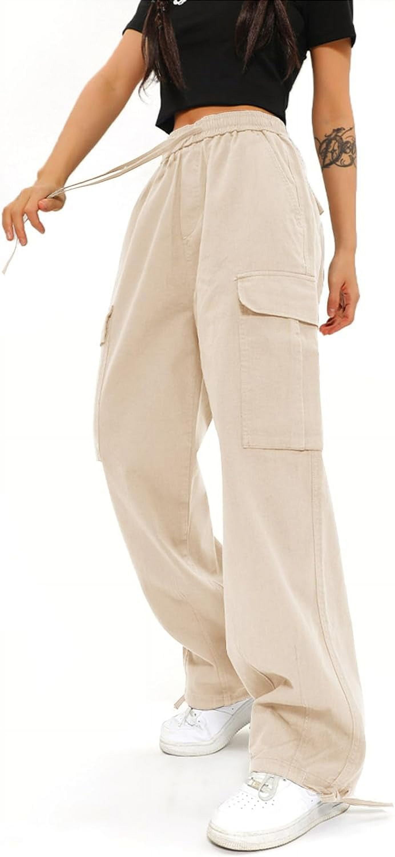 Cargo Pants Women High Waist Baggy Cargo Pants Cotton Multiple Pockets