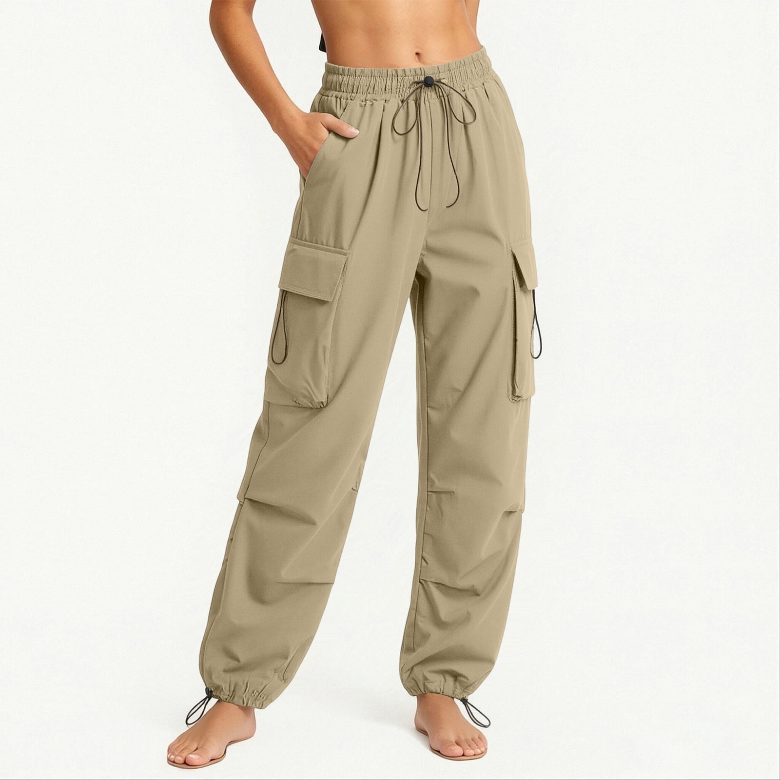 Cargo Pants Women High Waist Loose Lightweight Parachute Pants With ...