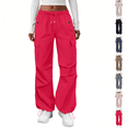 Cargo Pants Women High Waisted Parachute Pants with Pockets Pull on ...
