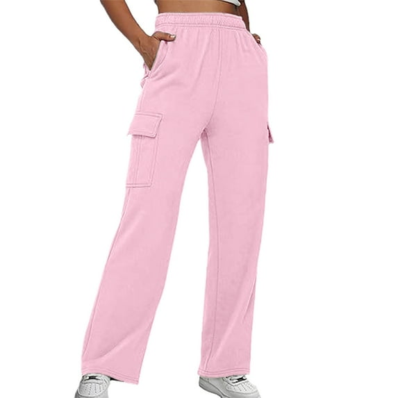 Cargo Pants Women High Waisted Straight Leg Pants Elastic Waist Pants ...