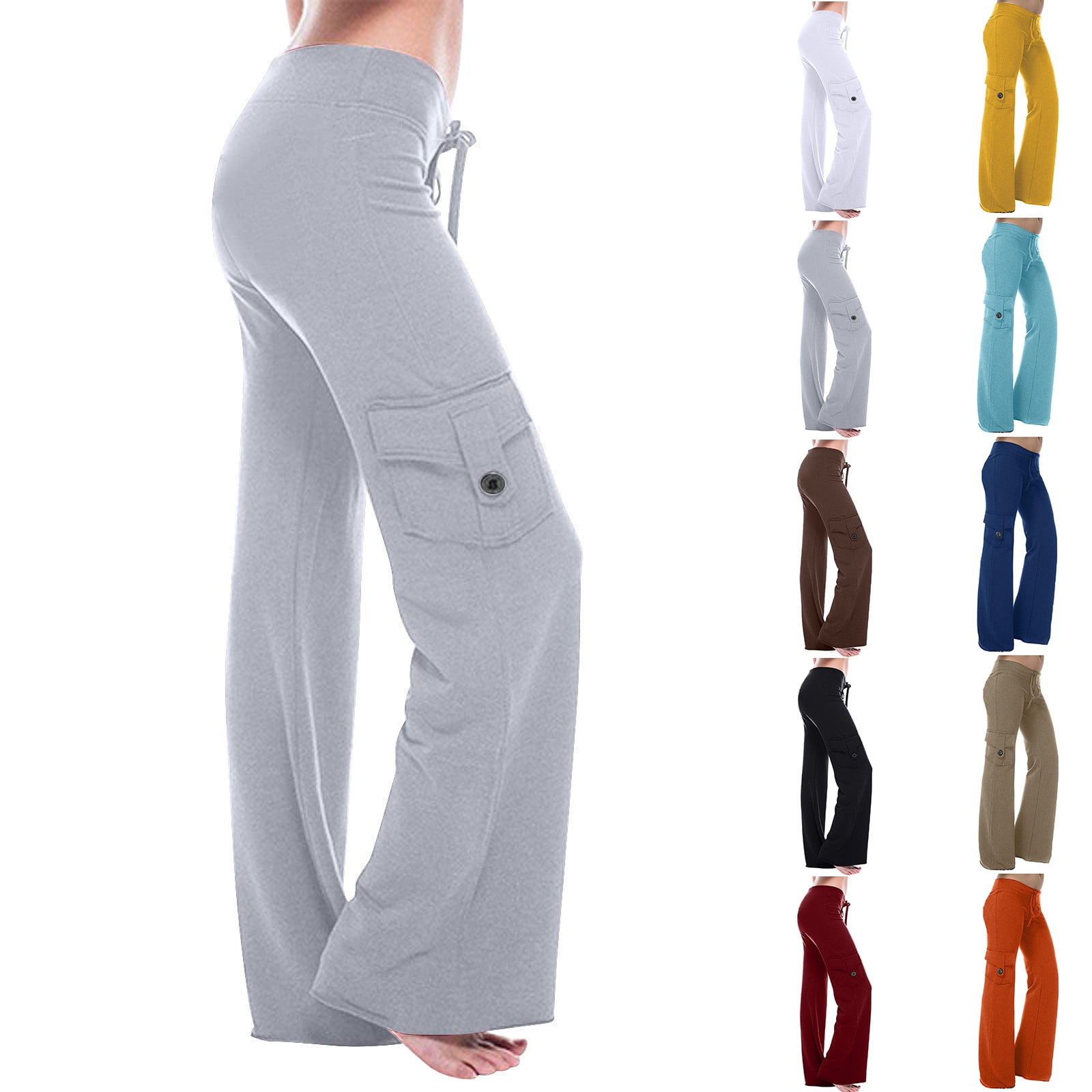 Cargo Pants Women High Waisted Stretchy Flare Leggings Casual Workout ...