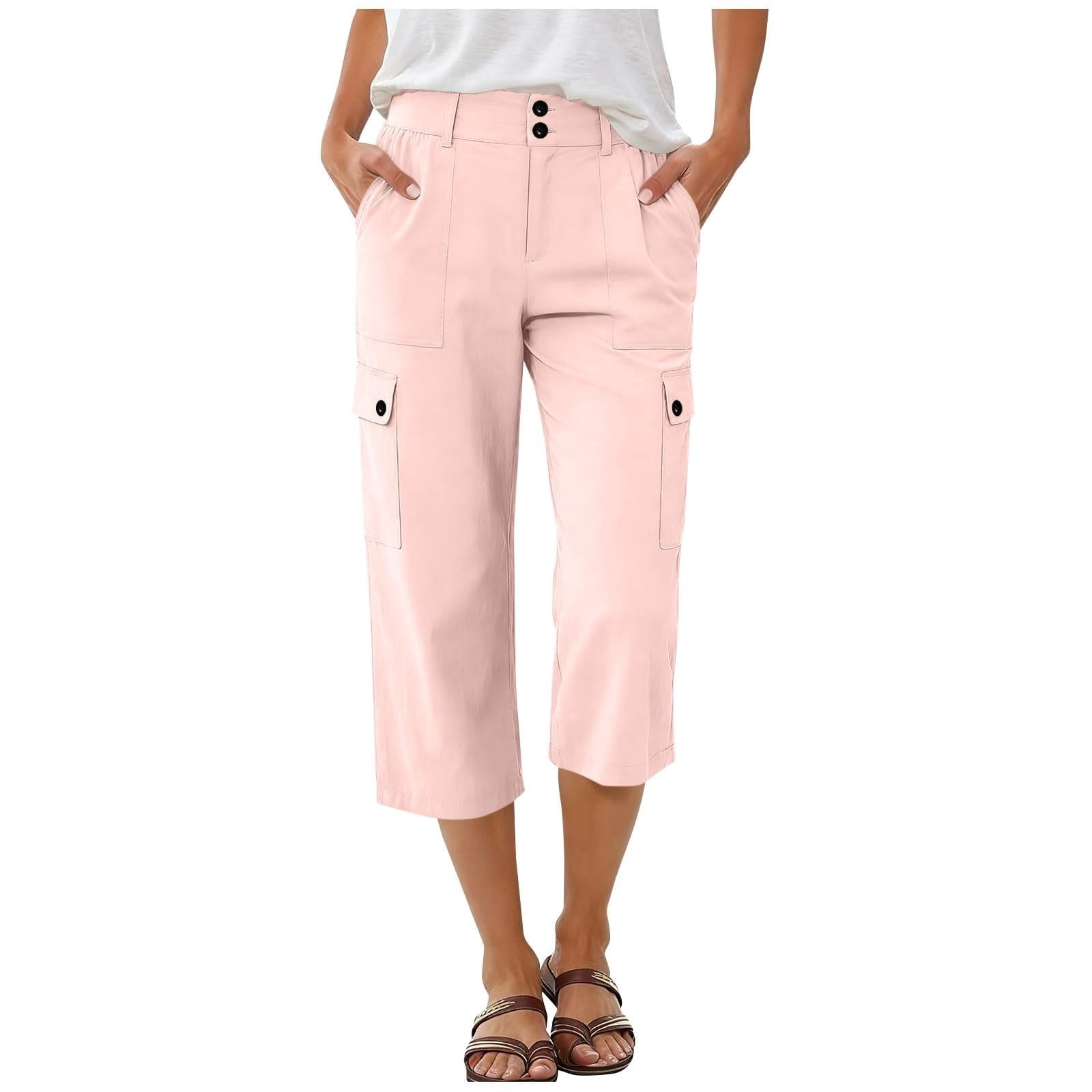 Cargo Pants Women Multi Pocket Semi Waisted Sweatpants Button Down ...