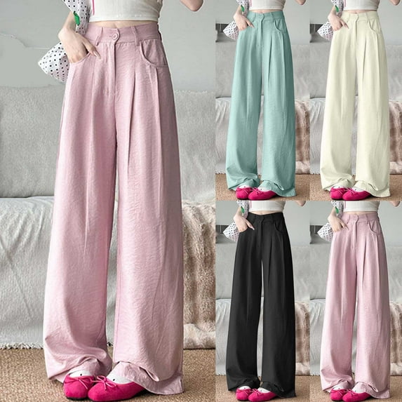 Cargo Pants for Women Straight Leg Casual Pants with Pockets, Solid ...