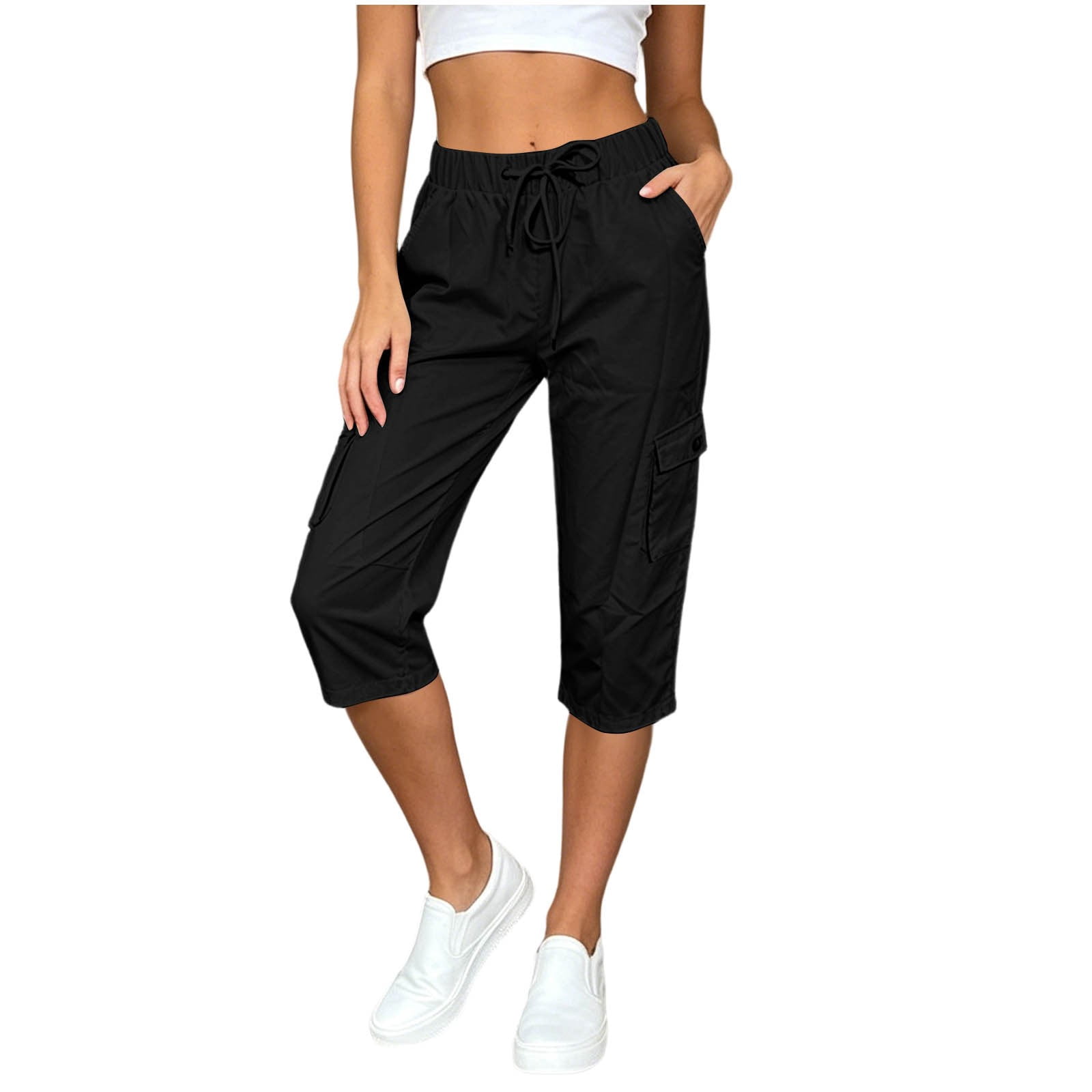 Cargo Pants Women Trendy Straight Leg Knee Length Pants with Multiple ...