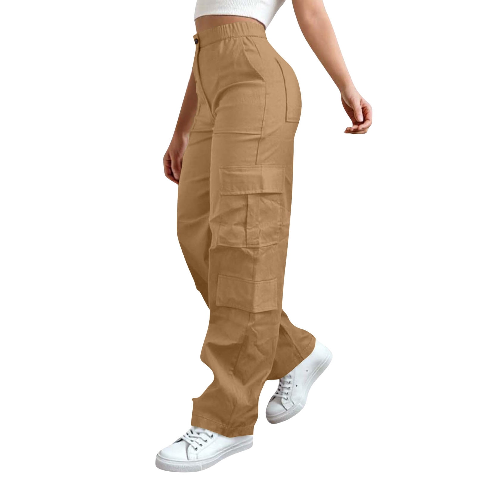 Cargo Pants Women Wide Leg Elastic High Waisted Lightweight Hiking ...
