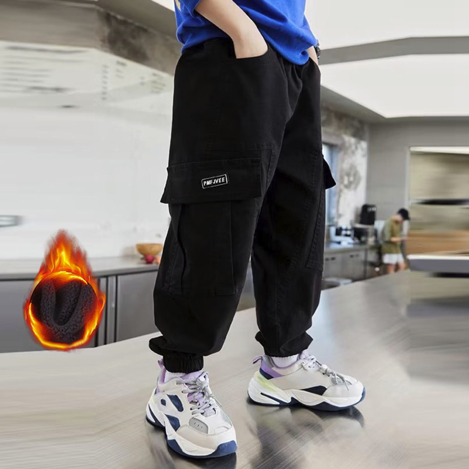 Cargo Pants for Girls with Pockets Solid Color High Waisted Pants Wide ...