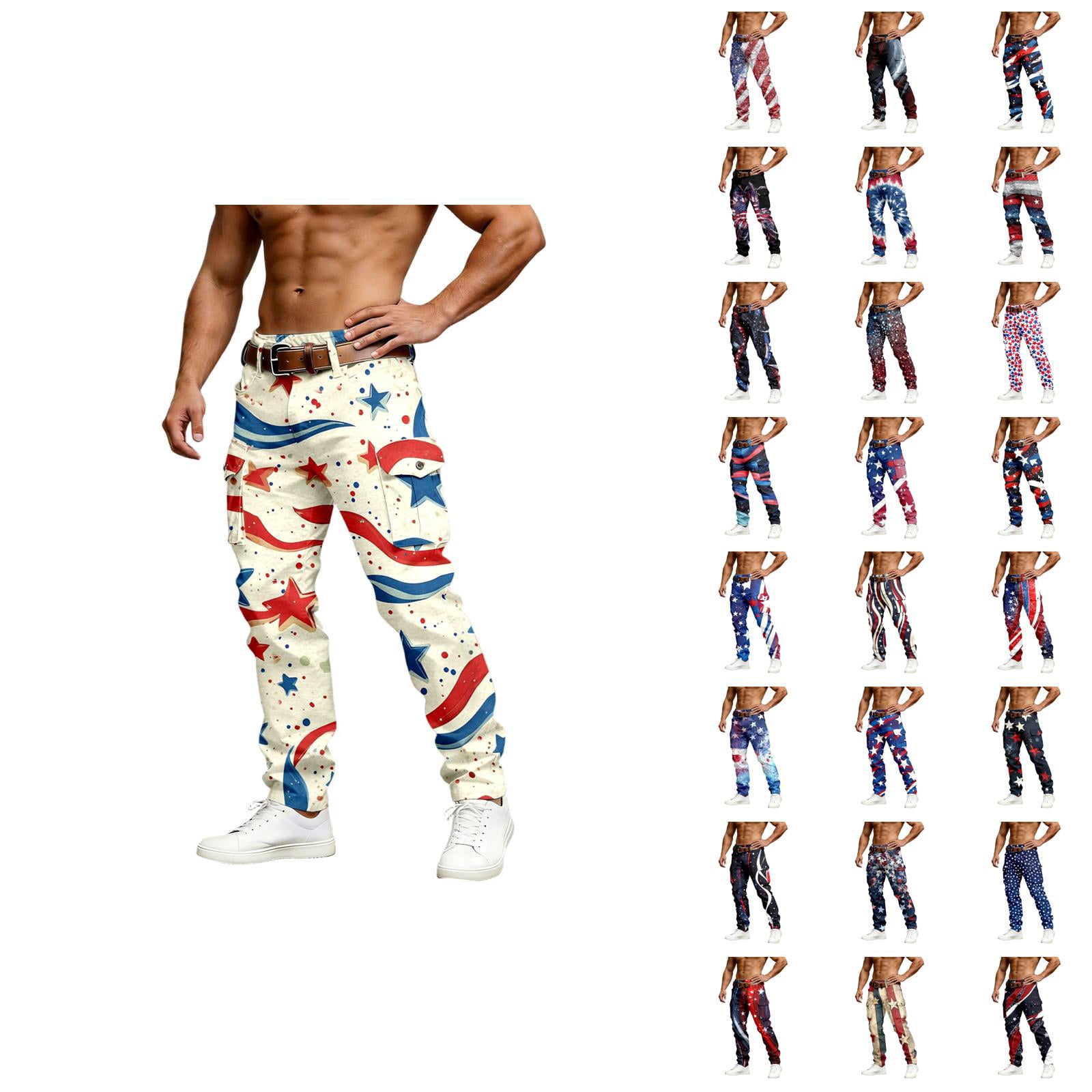 Cargo Pants for Men 2026 Independence Day Relaxed Fit Us Flag Printed ...