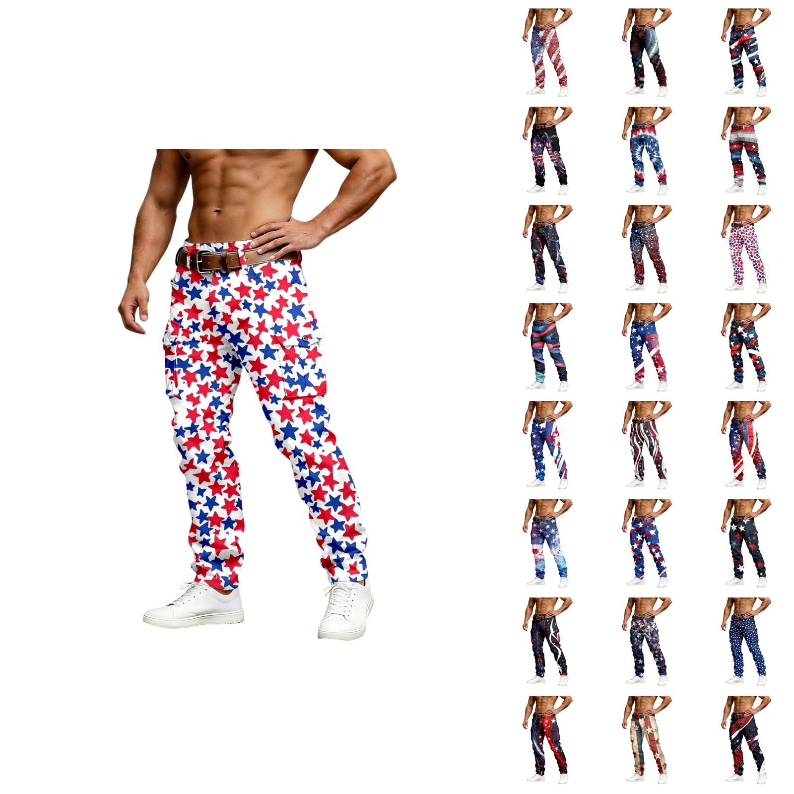 Cargo Pants for Men 2026 Independence Day Relaxed Fit Us Flag Printed ...