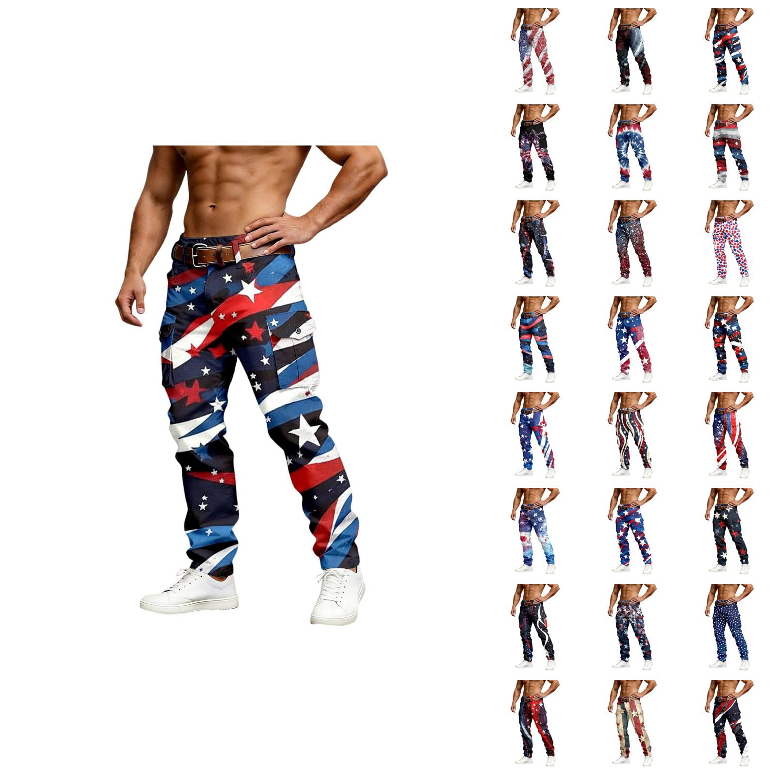 Cargo Pants for Men 2026 Independence Day Relaxed Fit Us Flag Printed ...