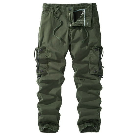 Cargo Pants for Men Baggy Cotton Workwear Pants Outdoor Utility Multi ...