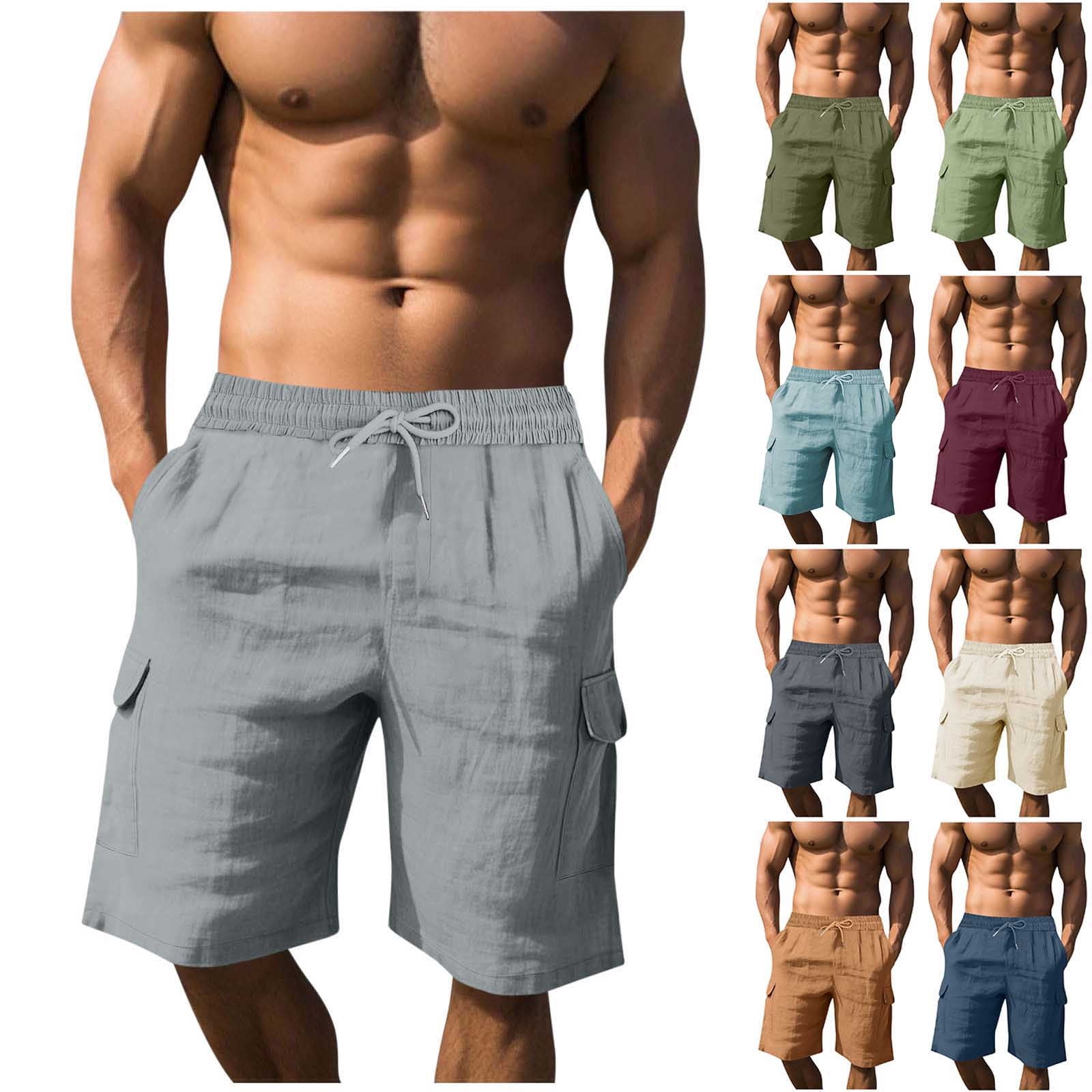 Cargo Pants for Men Big and Tall Elastic Waist Solid Color Plus Size ...