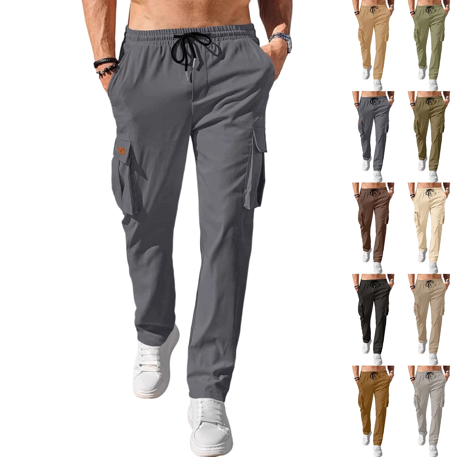 Cargo Pants for Men Casaul Workout Relaxed Fit Joggers Baggy ...