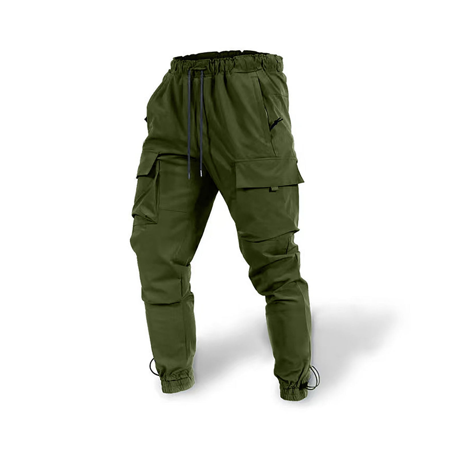 Cargo Pants for Men Casual Drawstring Elastic Waist Cinch Bottom Work ...