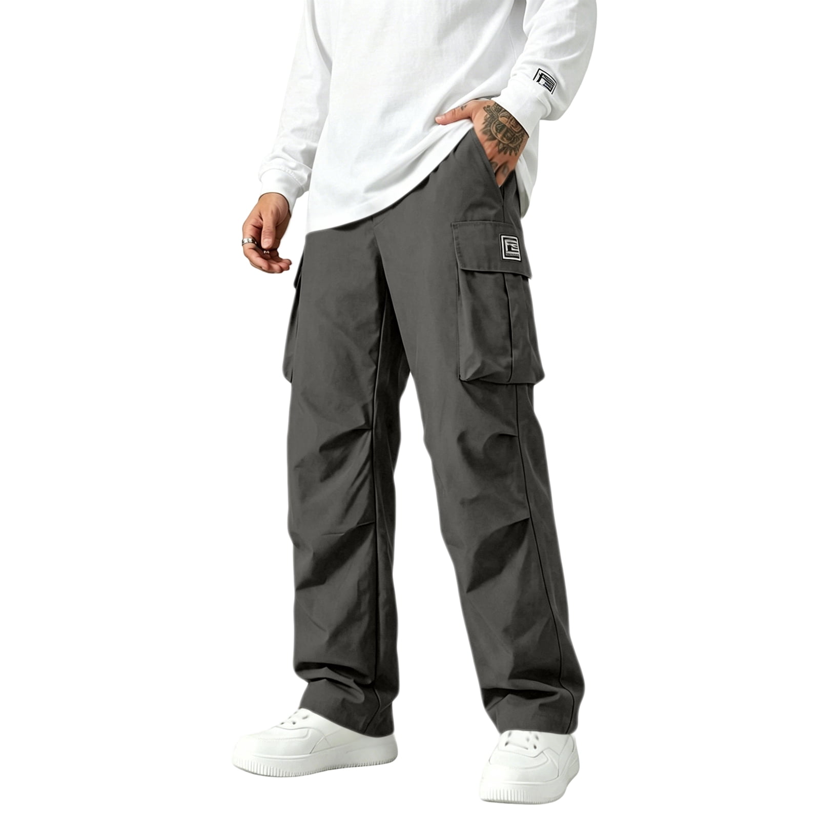 Cargo Pants for Men Casual Lightweight Loose Fit Drawstring Elastic ...