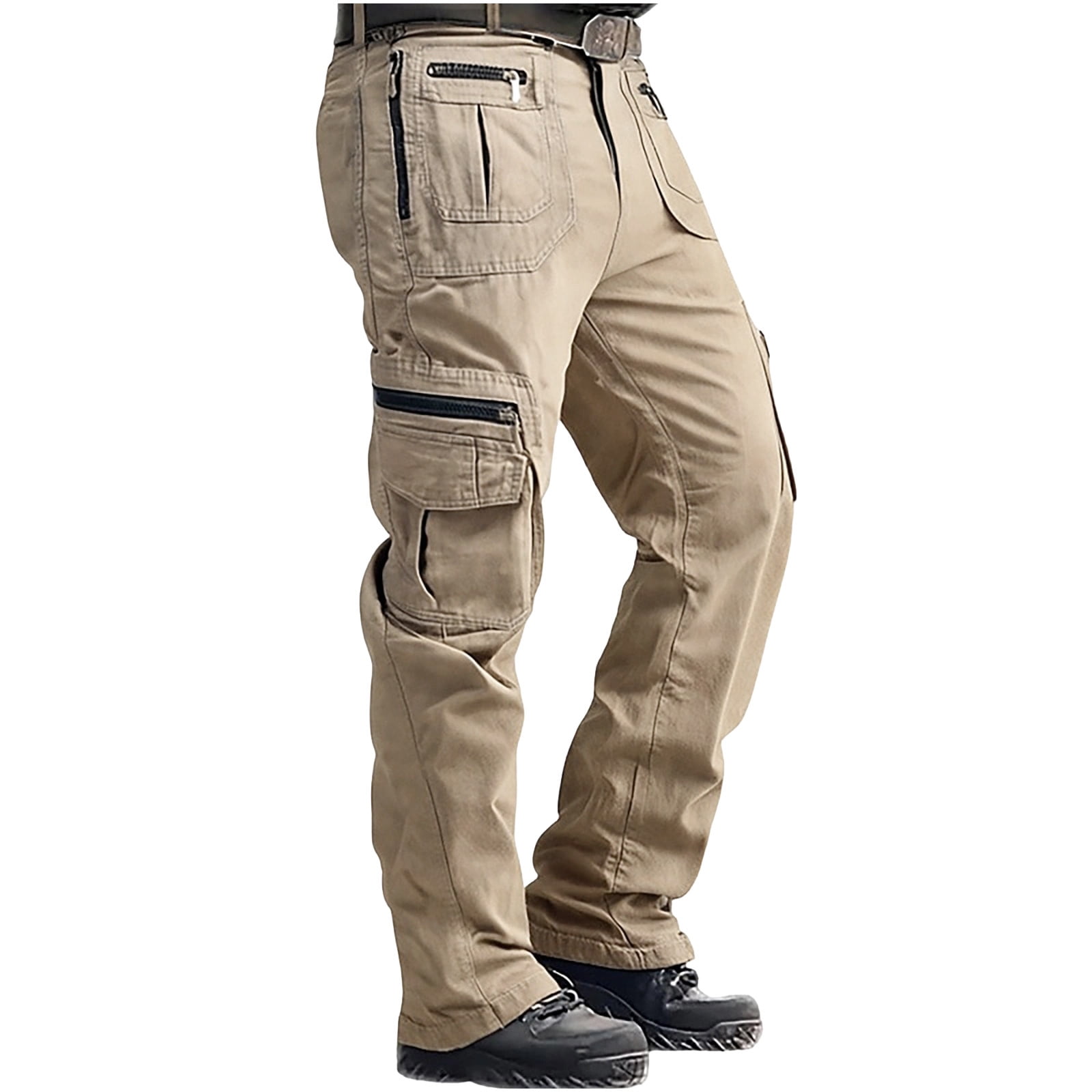 Cargo Pants for Men Casual Solid Color Sweatpants Multiple Pockets Blet ...