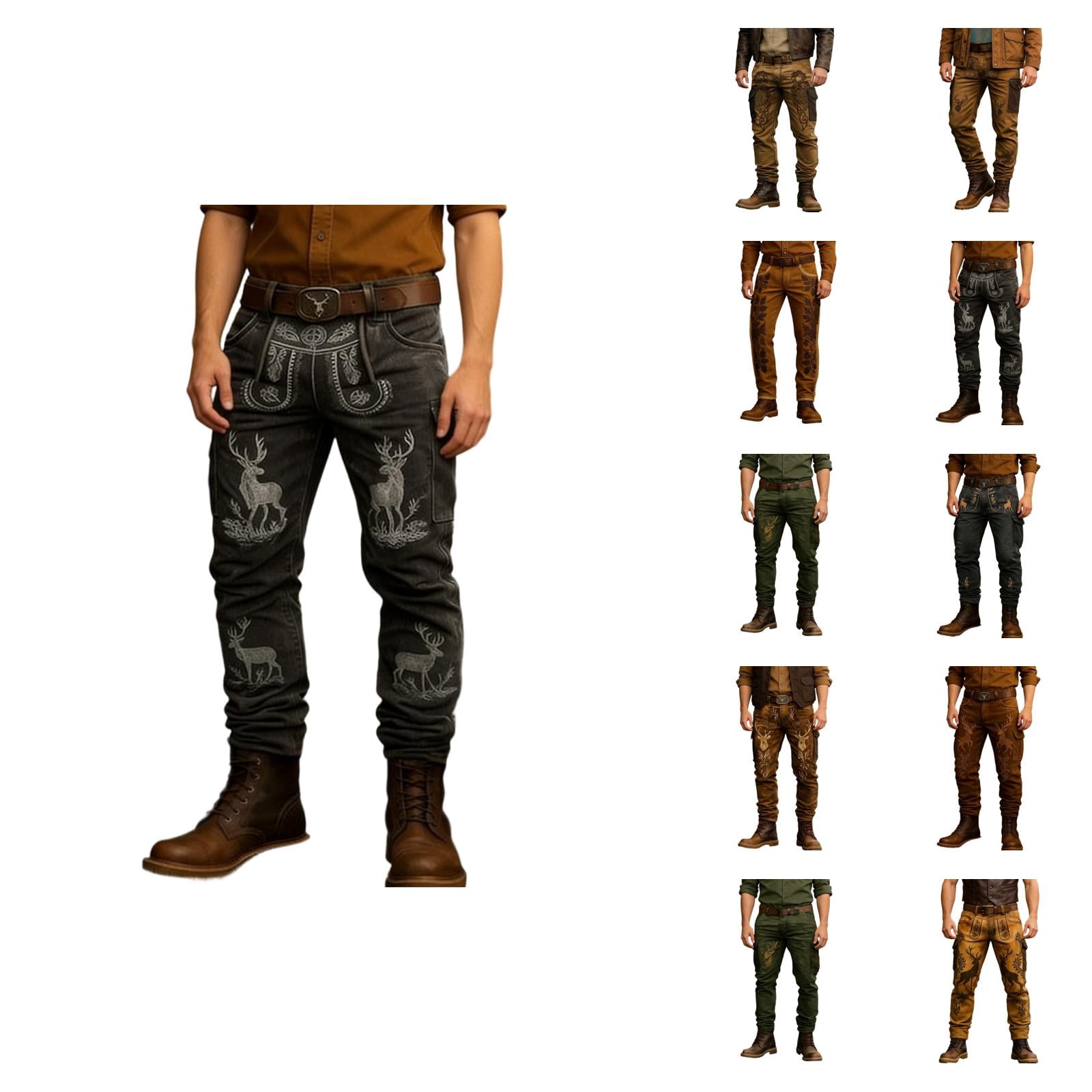 Cargo Pants for Men Cool Western Cowboy Punk Style Casual Outdoor ...