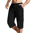 Cargo Pants for Men Cropped Lightweight Drawstring Elastic Waist Summer ...