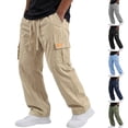 Cargo Pants for Men Drawstring Elastic Waist Beach Linen Pants Summer ...
