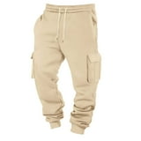 Cargo Pants for Men Elastic Waist Drawstring Baggy Pants with Pockets ...