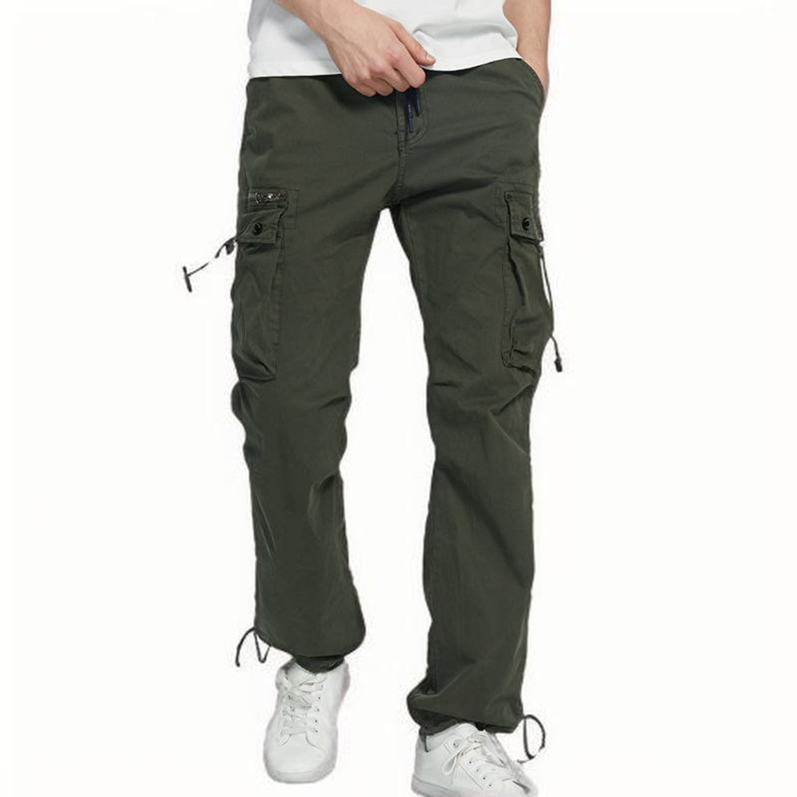 Cargo Pants for Men Elastic Waist Drawstring With Multiple Pockets ...