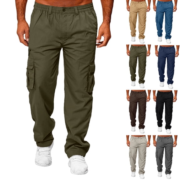 Cargo Pants for Men Relaxed Fit Baggy Pants with Pockets Comfy Hiking ...