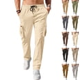 Cargo Pants for Men Slim Fit Drawstring Big and Tall Hiking Pants ...