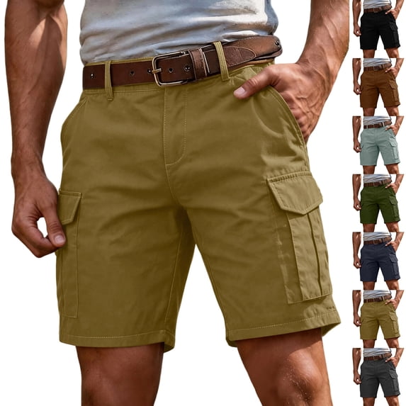 Cargo Pants for Men Slim Fit Elastic Hiking Shorts Summer Above Knee ...