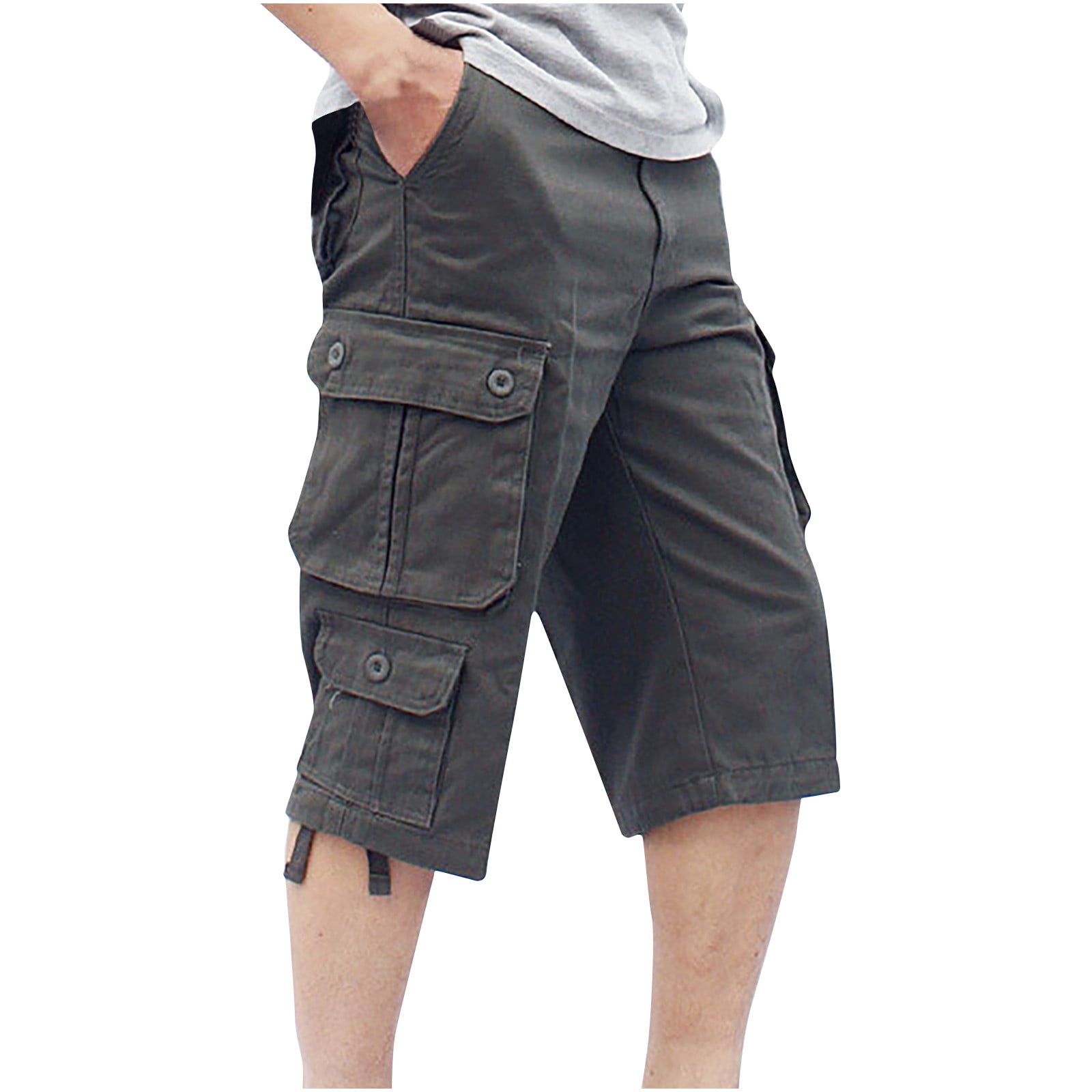 Cargo Pants for Men Solid Cotton Capri Pants Summer Casual Relaxed ...